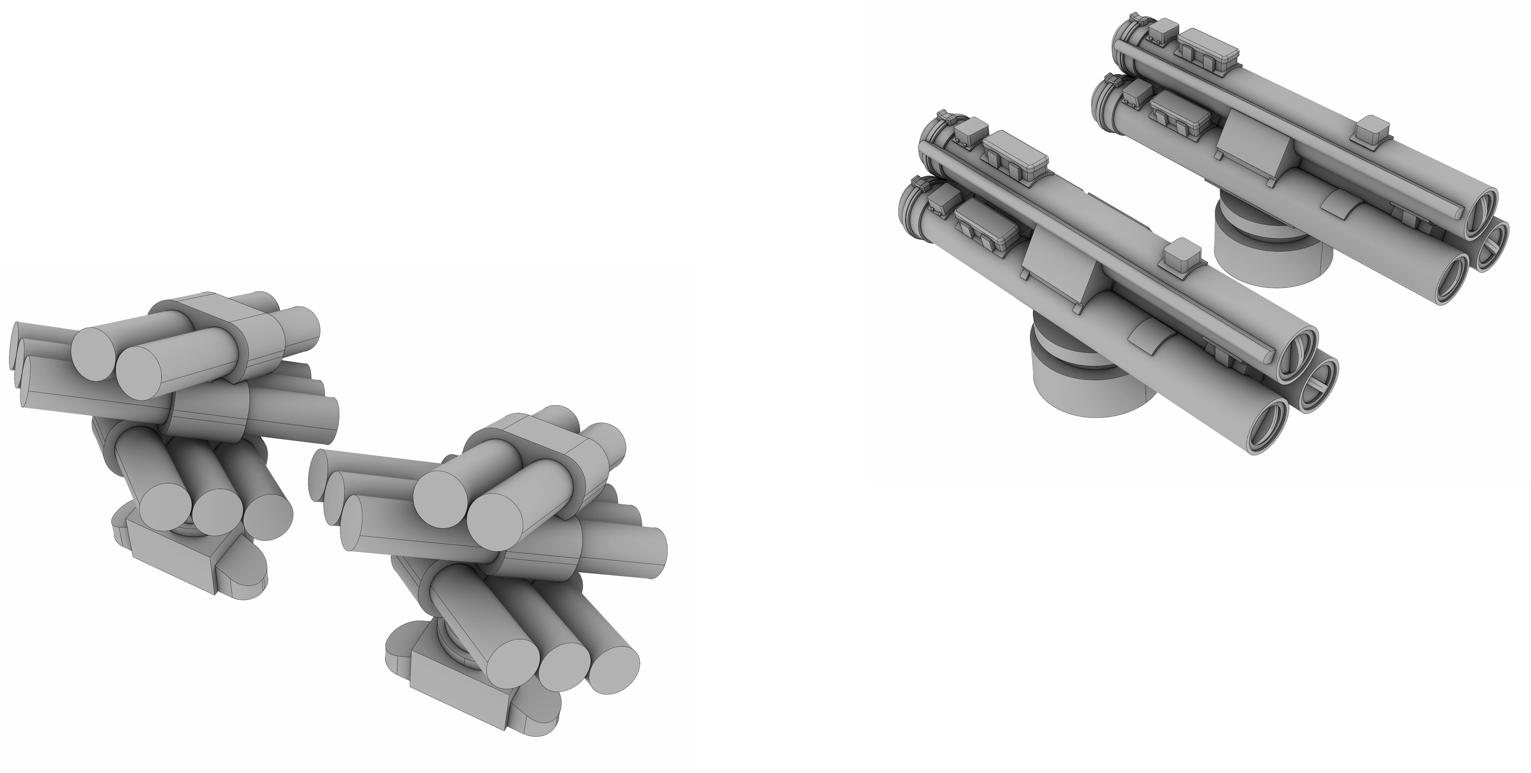 Modern Royal Navy torpedo tubes and chaff launchers 1/600