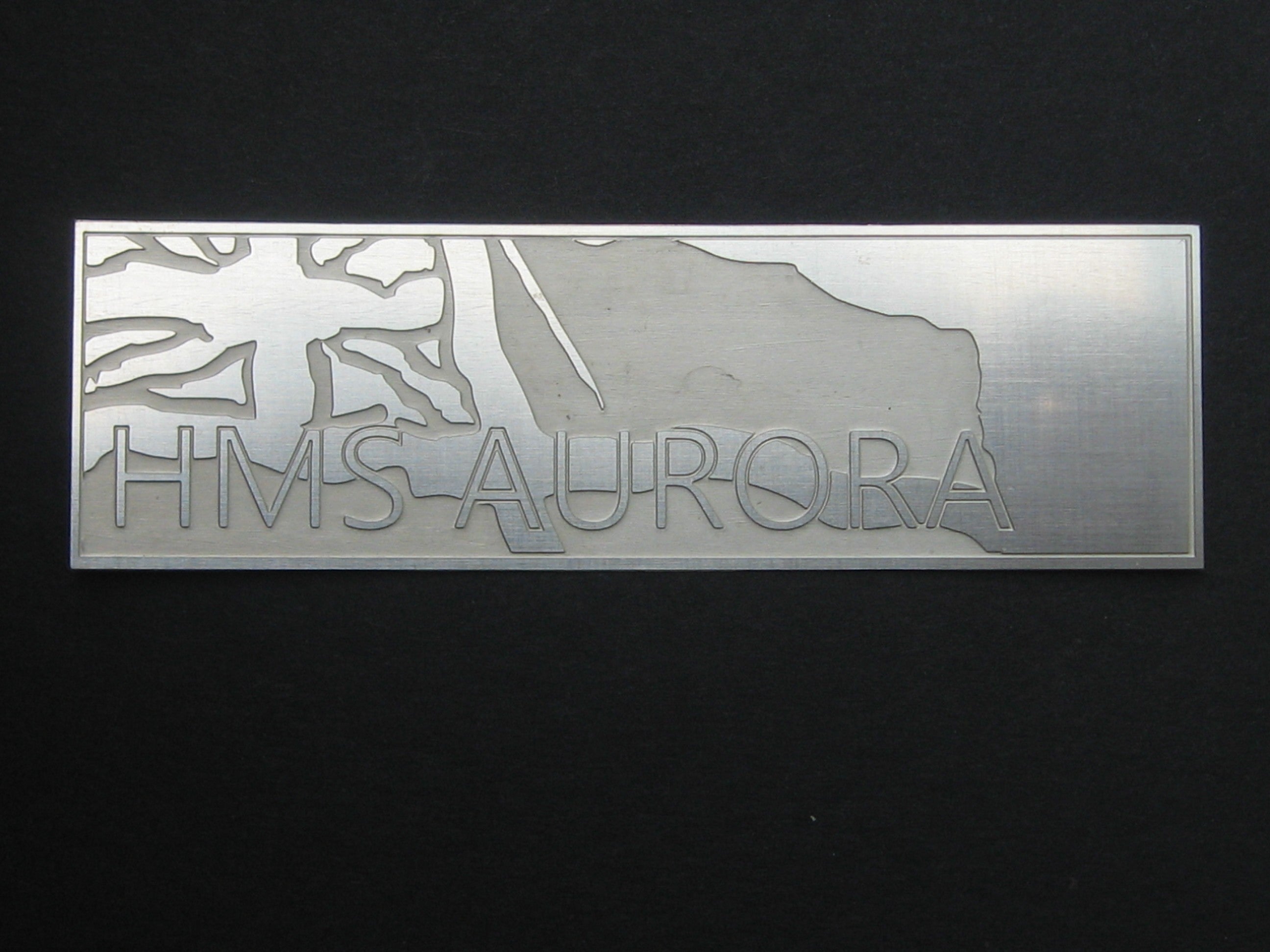 HMS Aurora nameplate